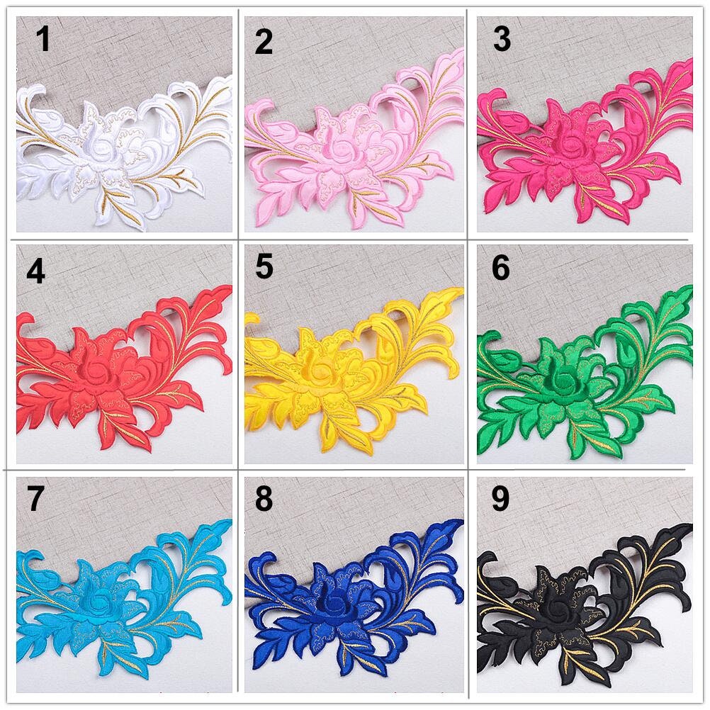 Fabric 23.5x11cm Flower Applique Cloth Patch DIY Badge Craft Decorative ...