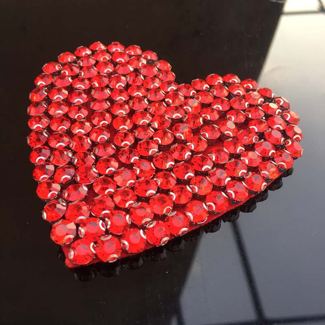 Crystal Beaded Red Heart Applique Love Valentine Cloth Patch DIY Badge ...
