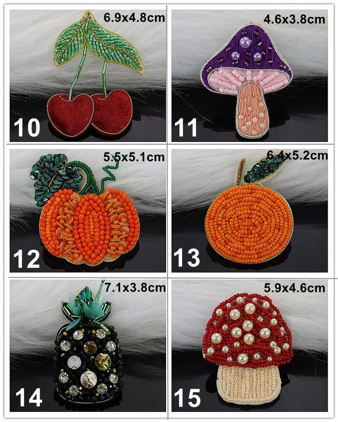 Crystal Beaded Dragon Fruit Grape Cherry Papaya Mushroom Apple Orange ...