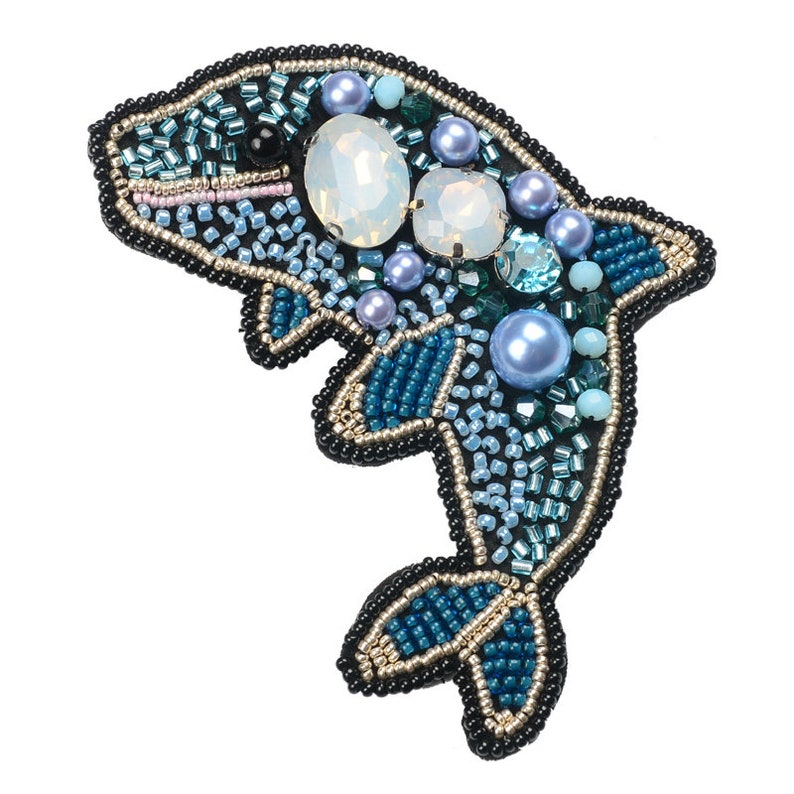 Crystal Beaded Hippocampus Dolphin Applique Sea Animal Cloth Patch DIY ...