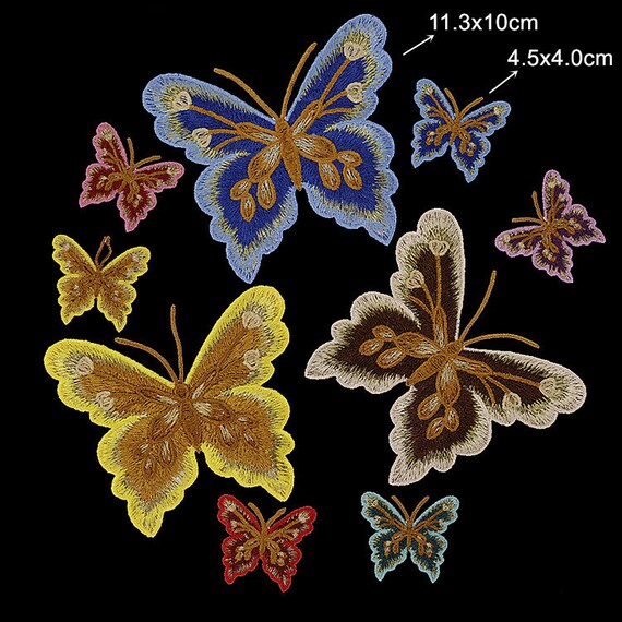 One set of Fabric Applique Butterfly cloth Sew on applique DIY | Etsy