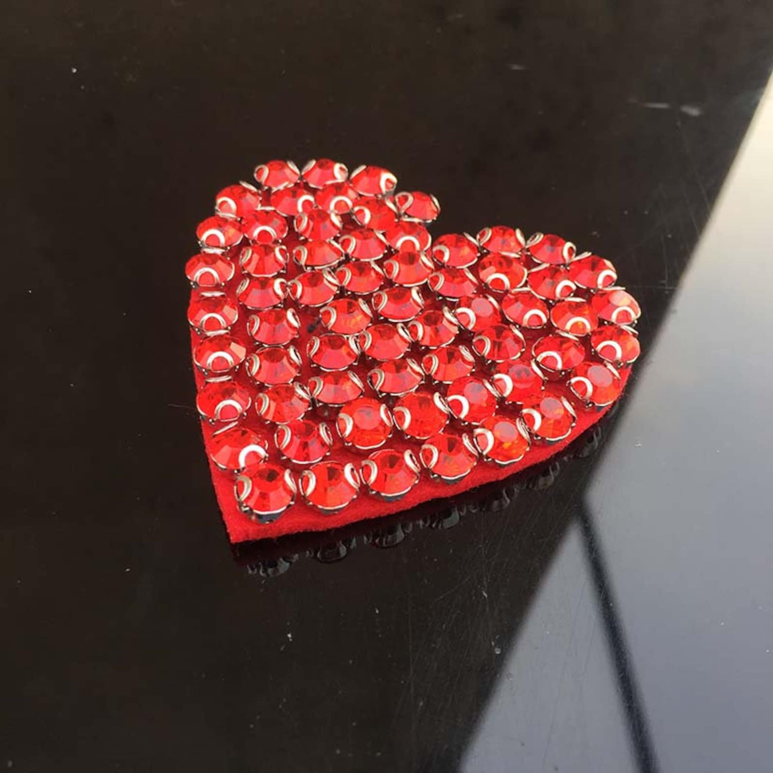 Crystal Beaded Red Heart Applique Love Valentine Cloth Patch DIY Badge ...
