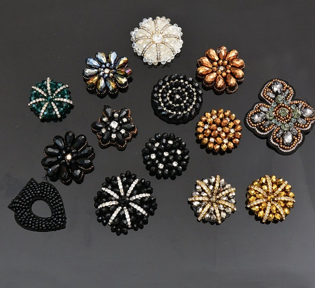 Crystal Beaded Badge Applique Sew on Cloth Patch DIY Garment Accessory ...
