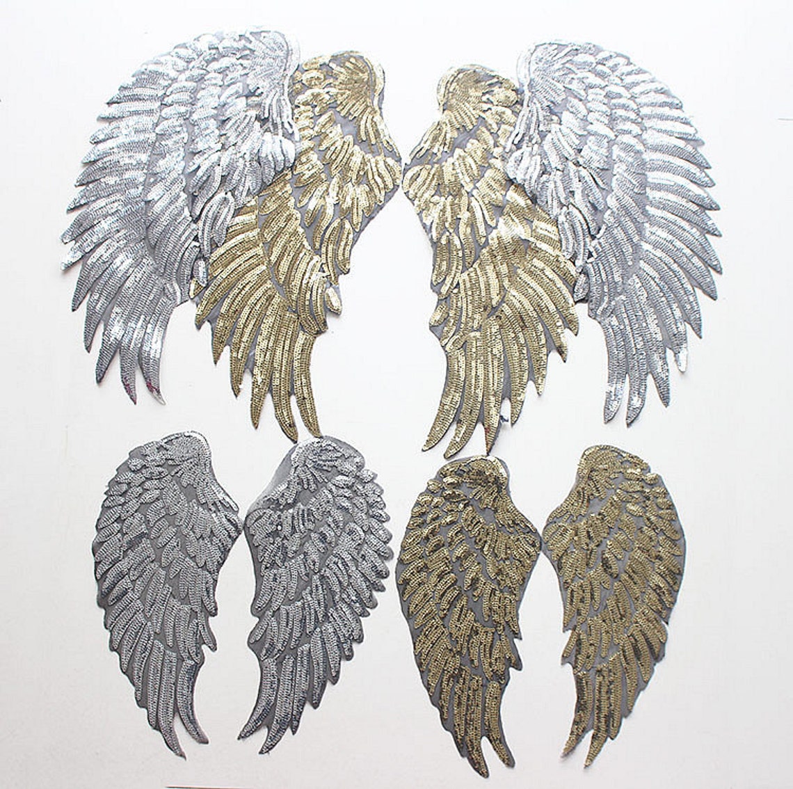 Pair of Glitter Silver Golden Angel Wing Applique Cloth - Etsy