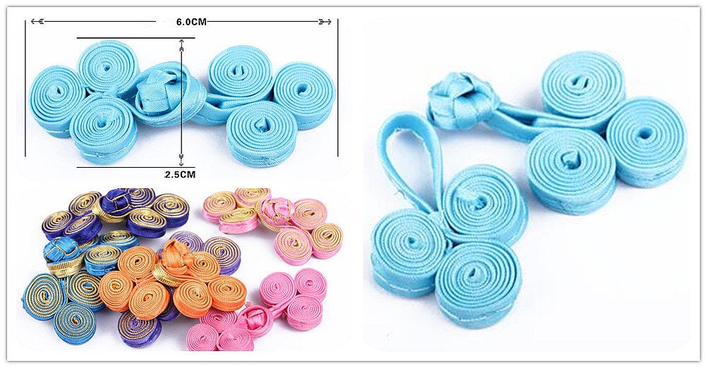 5pieces Single Color 6.0x2.5cm Tradition Cloth Button Chinese Pipa ...