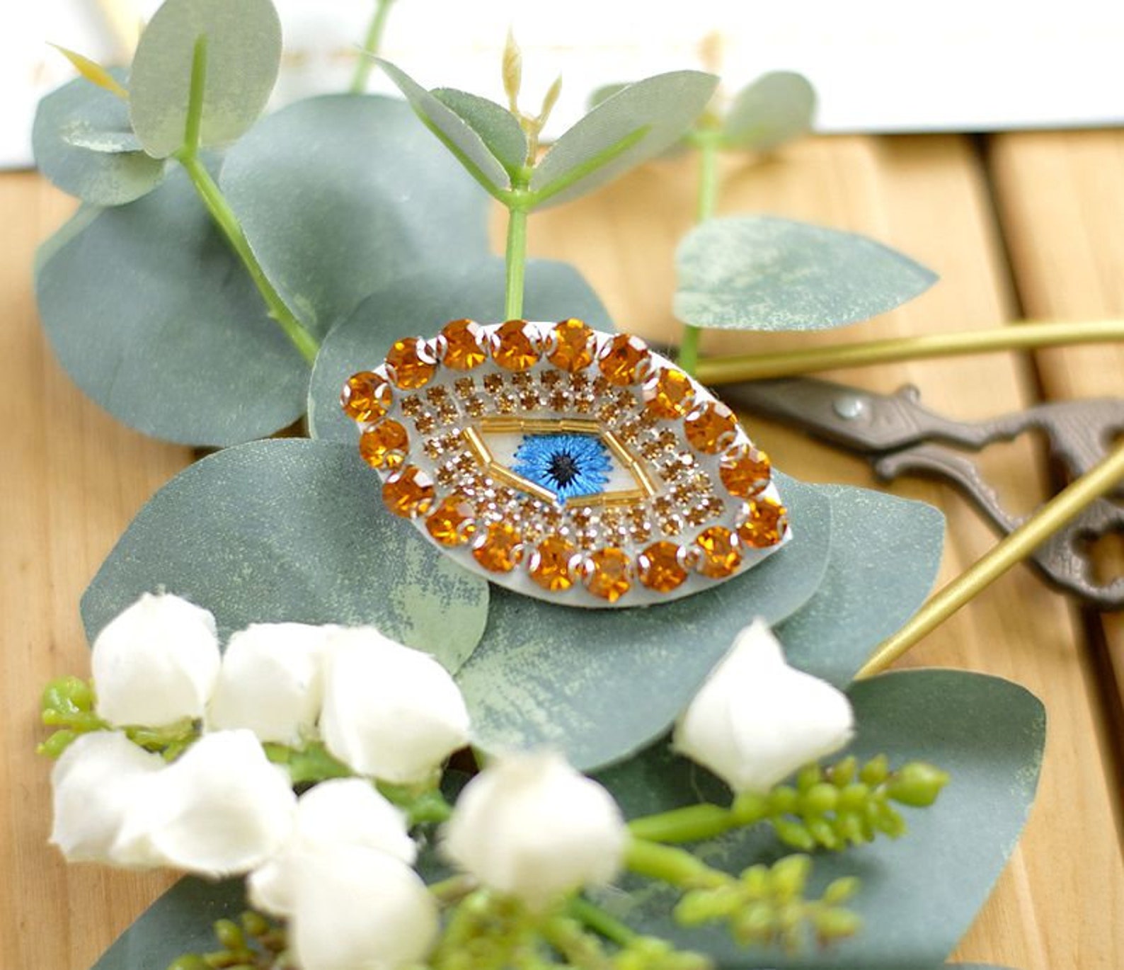 Crystal Beaded Eyes Heart Eye Applique Badge Cloth Patch Sew - Etsy