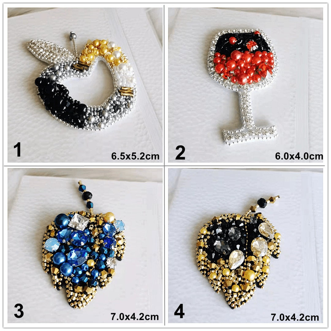 Crystal Fabric Beaded Apple Wine Glass Applique Leaf Cloth Patch DIY ...