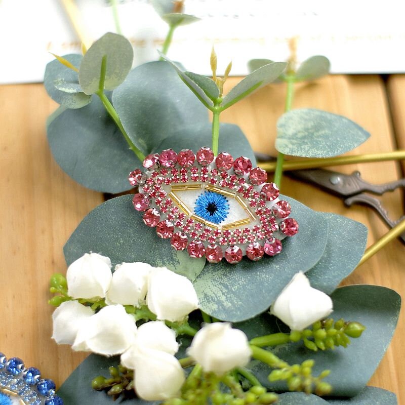 Crystal Beaded Eyes Heart Eye Applique Badge Cloth Patch Sew | Etsy