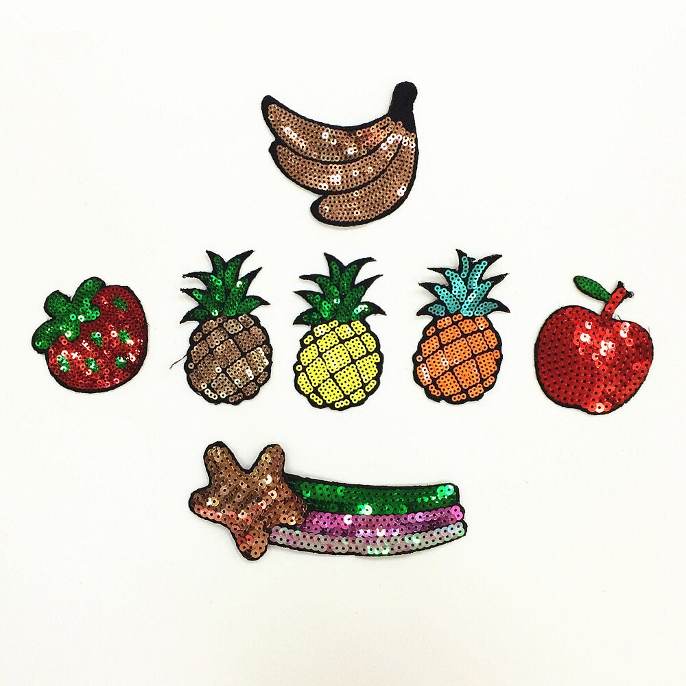 Sequins Beaded Fruits Pineapple Apply Strawberry Rainbow Banana ...