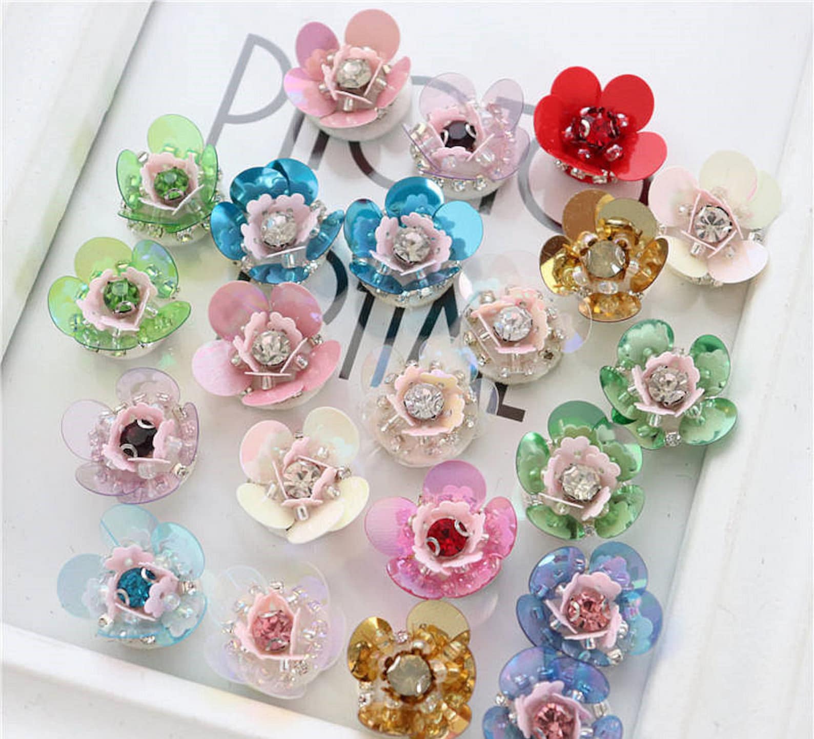 Small 1.8cm to 2.0cm Stereo Sequin Beaded Mix Small Flower - Etsy
