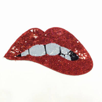 Sequins Fabric Pink Red Lip Applique Stunning Lips Cloth Patch | Etsy