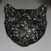 17.2x16.8cm Fabric Sequins Beaded Cat Applique Green Eye Red Eyes Blue ...