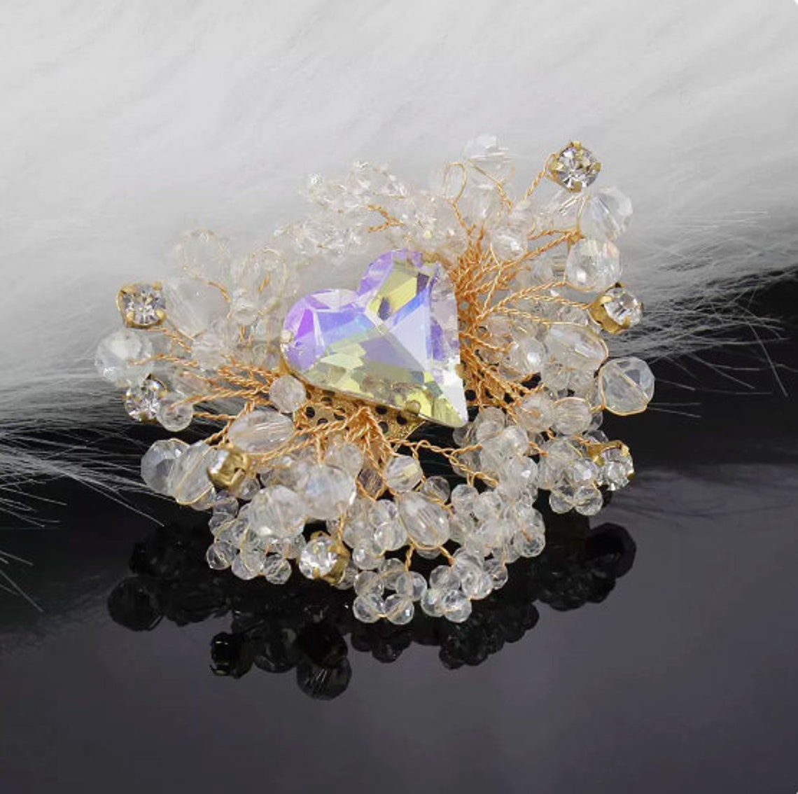 Crystal Beaded Ice Cream Heart Flower Applique Cloth Patch DIY Badge ...