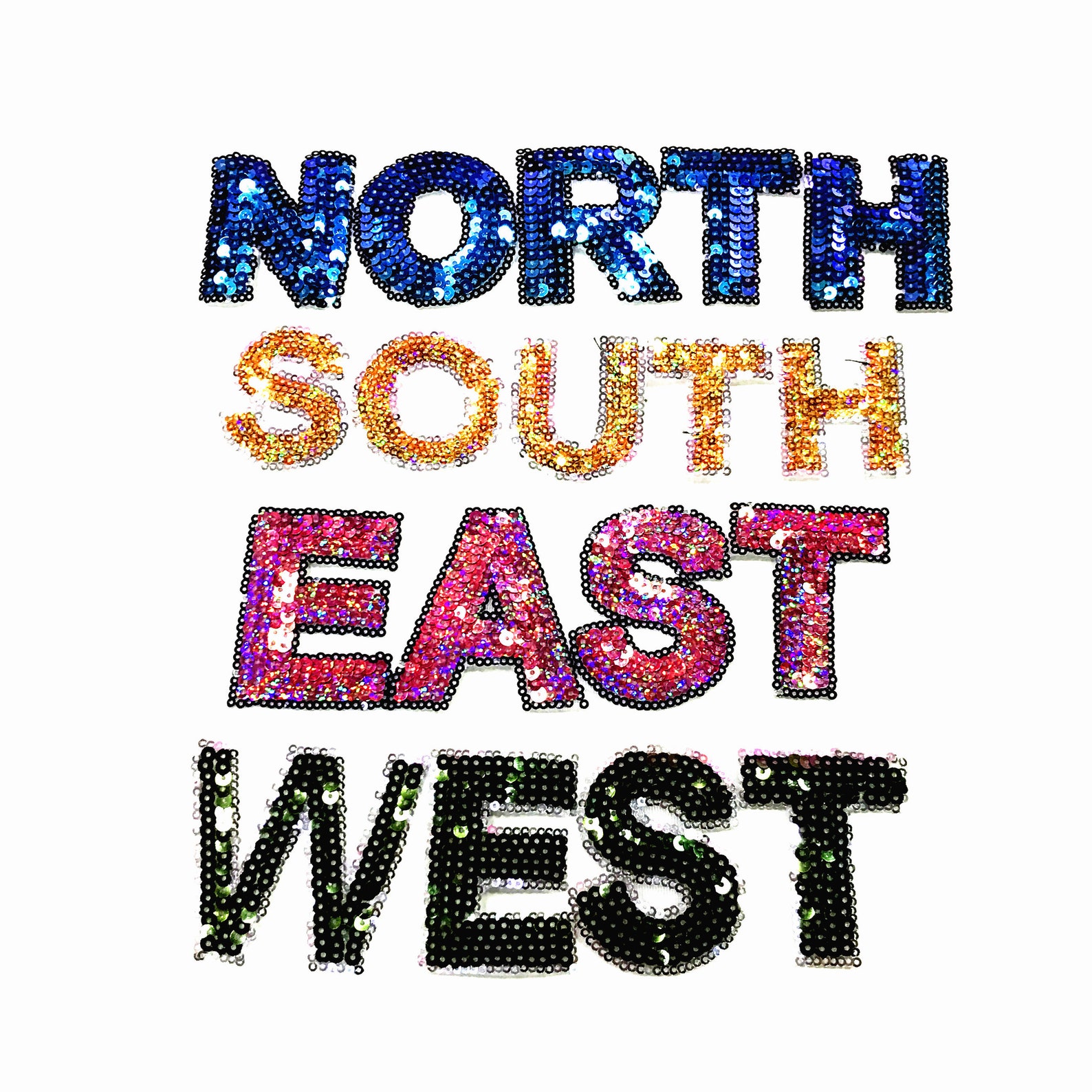 Sequins Beaded English Letters North South East West Tell Me | Etsy