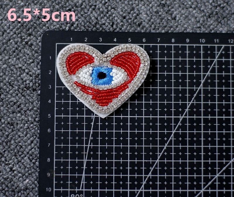 Crystal Beaded Eyes Heart Eye Applique Badge Cloth Patch Sew | Etsy