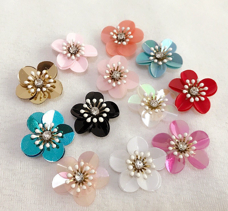 Small 2cm to 2.5cm Stereo Sequin Beaded Mix Small Flower - Etsy