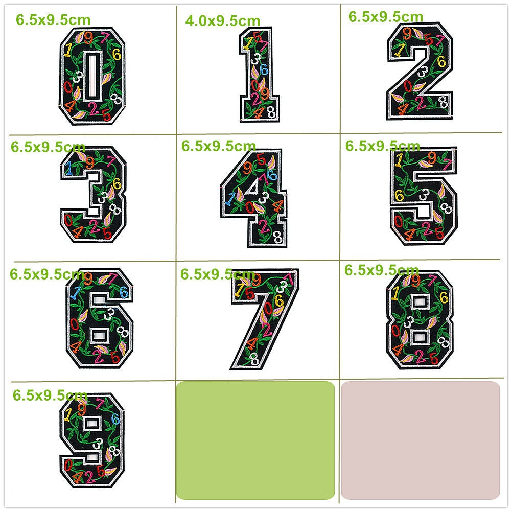 Fabric Embroidery Numbers 0 to 9 number Appliques Arabic | Etsy