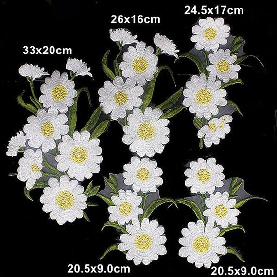 One Set of Fabric Embroidery Daisy Flower Applique Cloth Patch - Etsy
