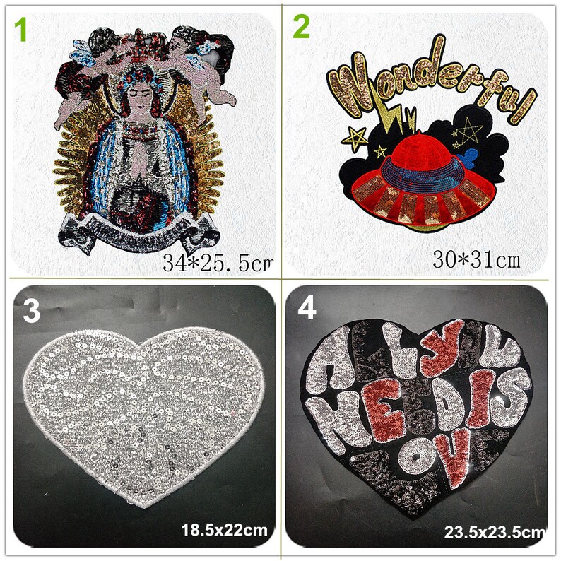 Glitter Sequins Crown Angel Space Ship Letter Heart Applique | Etsy