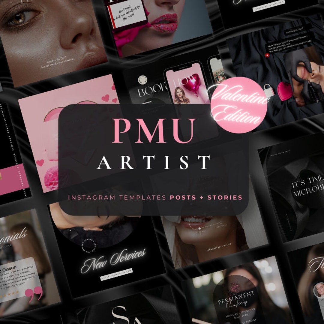 PMU Instagram Templates for MUA Artists Beauty Templates Aesthetic Pink ...