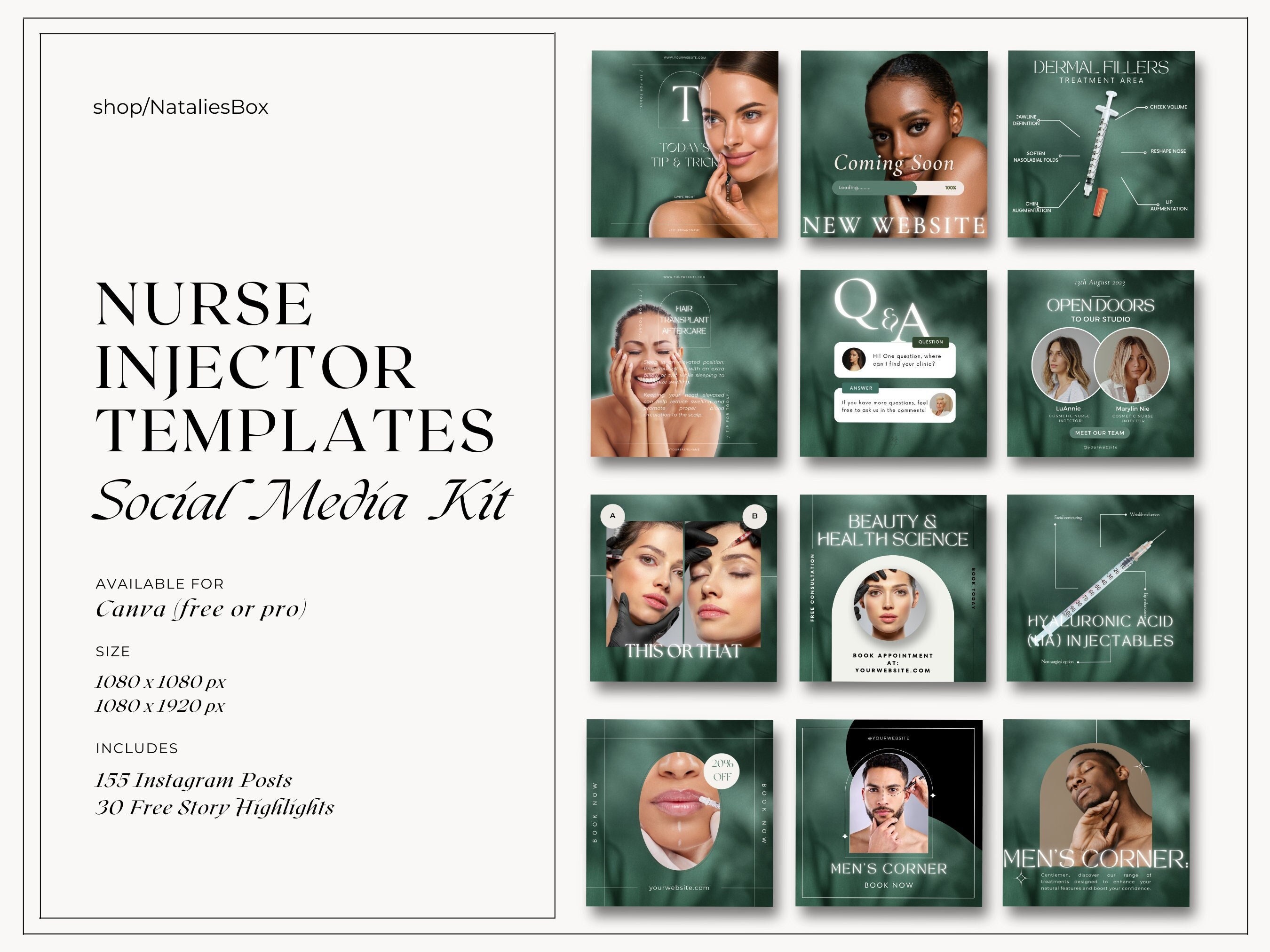 185 Nurse Injector Templates, Botox and Filler Instagram Templates ...