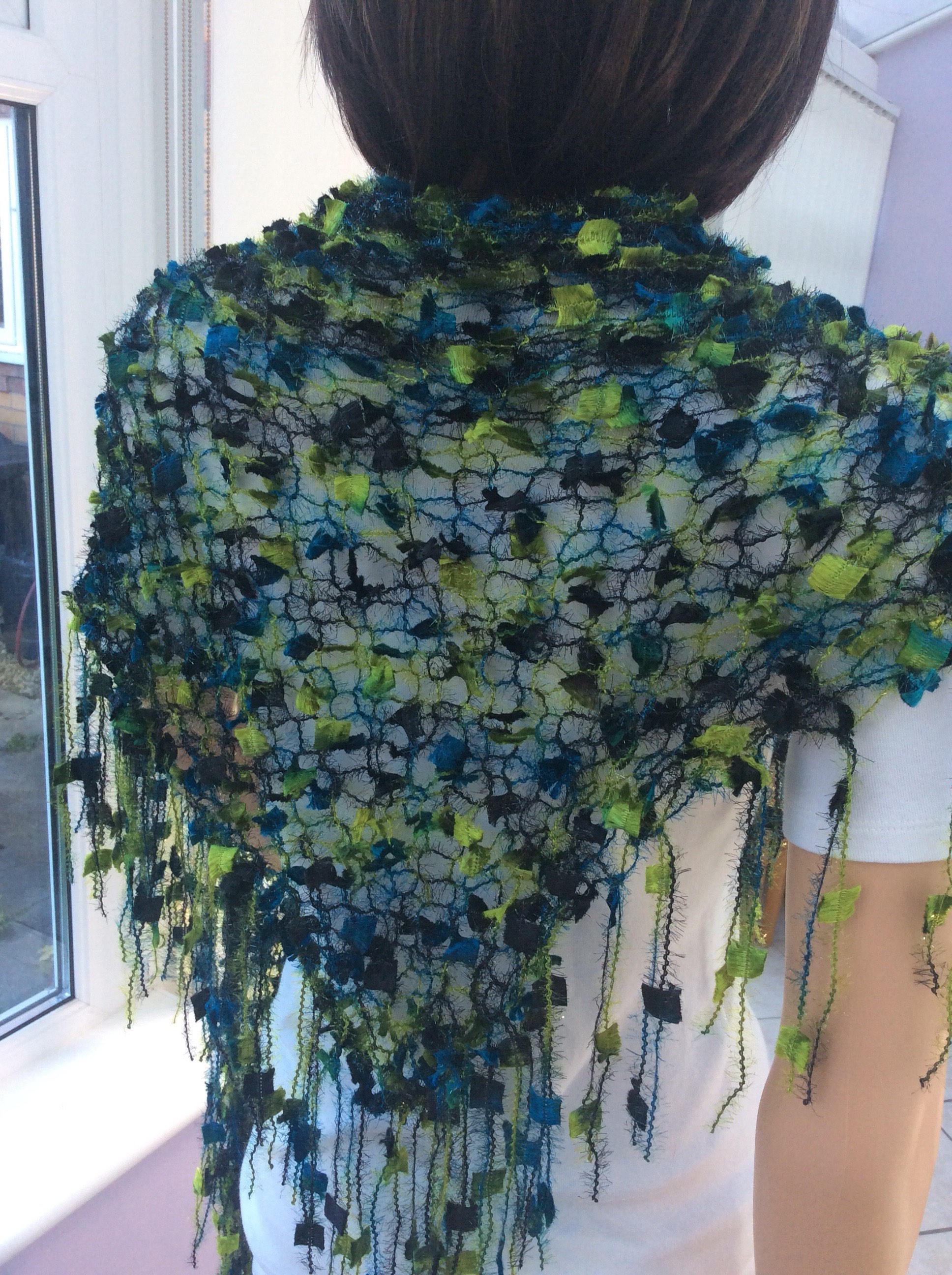 Extremely Pretty Shawl in Shades of Light & Dark Green Black | Etsy