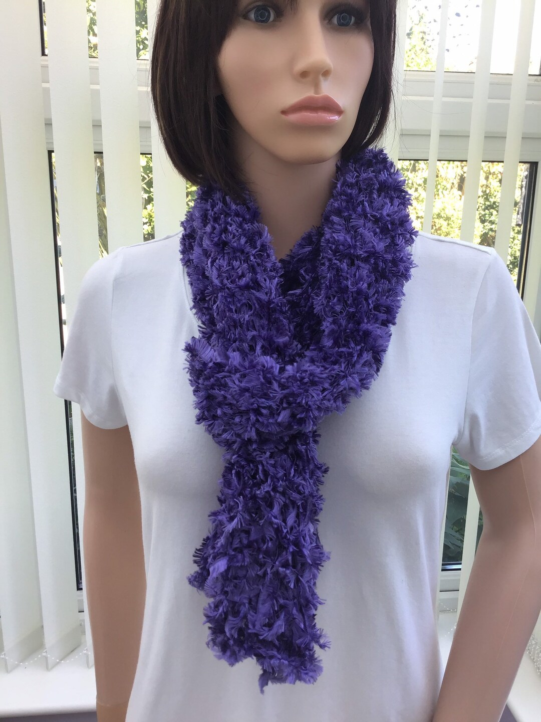 Lavender Feather Yarn Boa: Soft Purple Shrug Scarf - Etsy