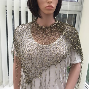 Gold Sheen Wrap, Shawl With Lacy Look, Pretty Wear for Her, Evening ...