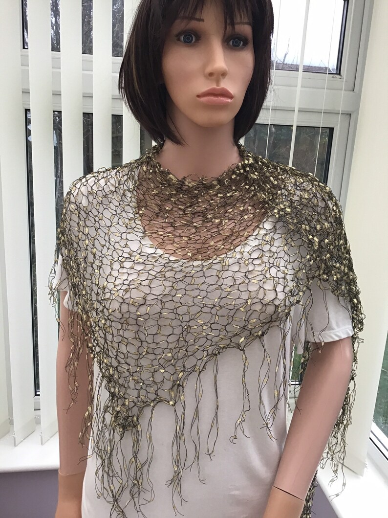 Gold Sheen Wrap Shawl With Lacy Look Pretty Wear for Her - Etsy