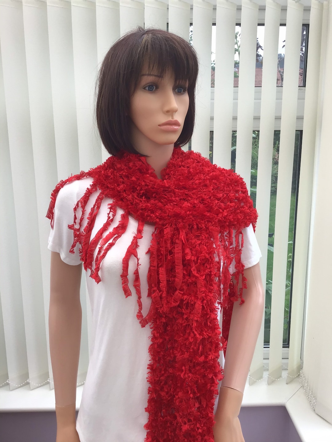 Eye Catching, Sassy and Stylish, Red Shawl, in a Soft Feathery Yarn ...