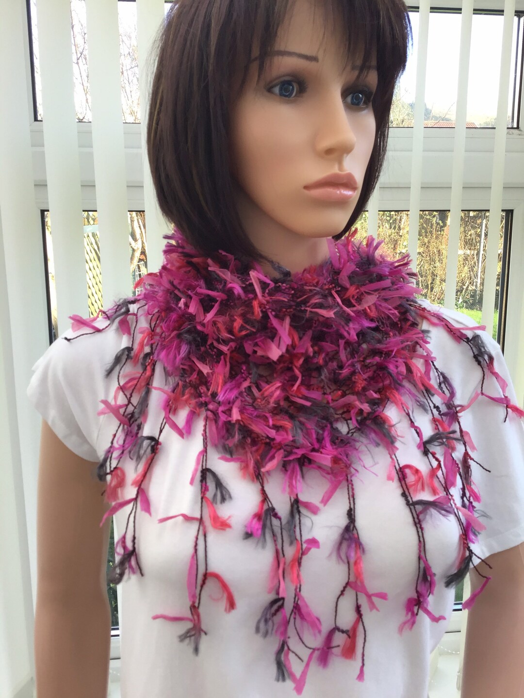 Sensational Fashion Scarf in Pink, With Ribbon Threads- Bright and Bold ...