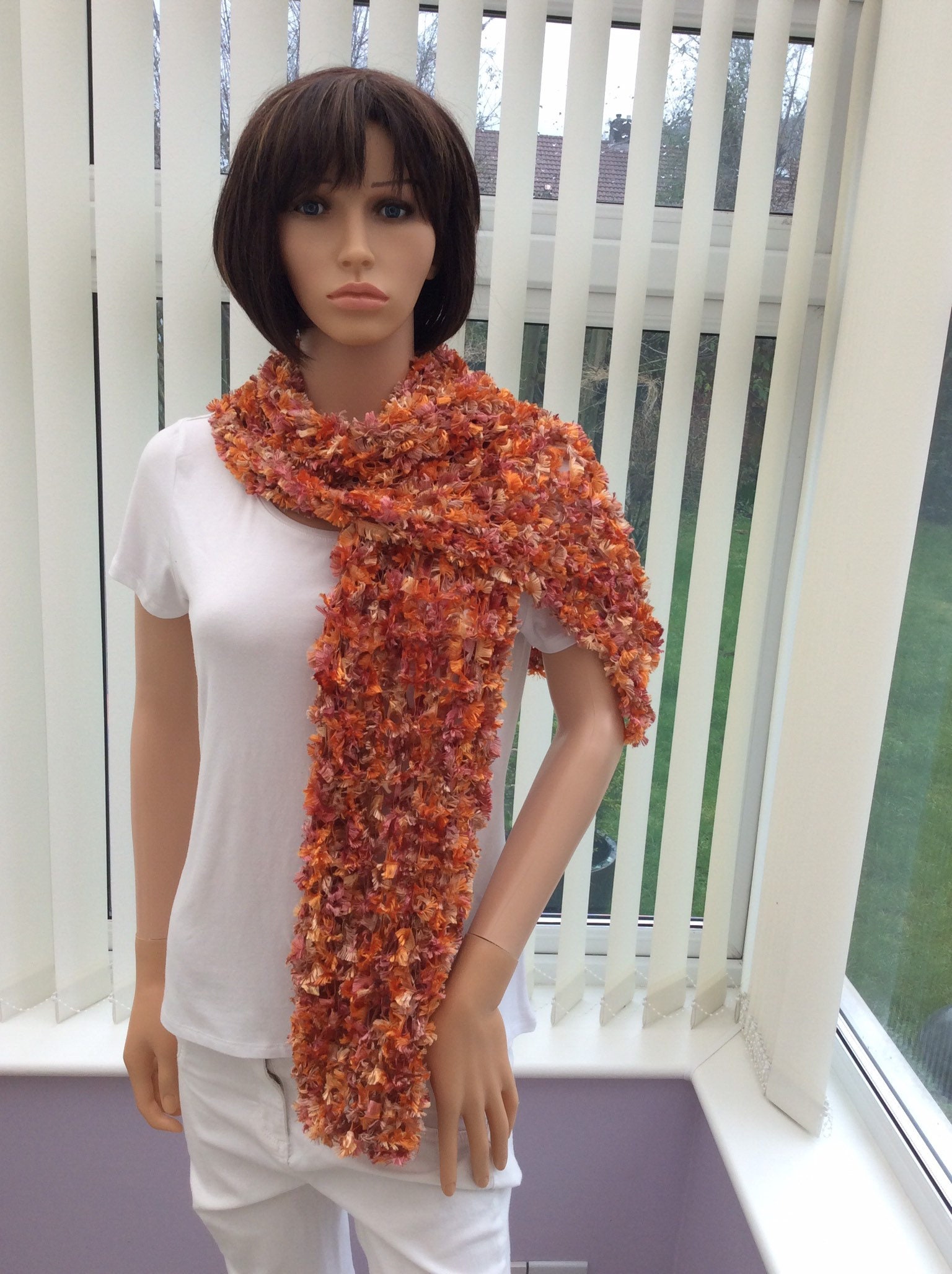 Luxurious Long, Snuggly Flame Coloured Scarf, a Stunning Accessory ...