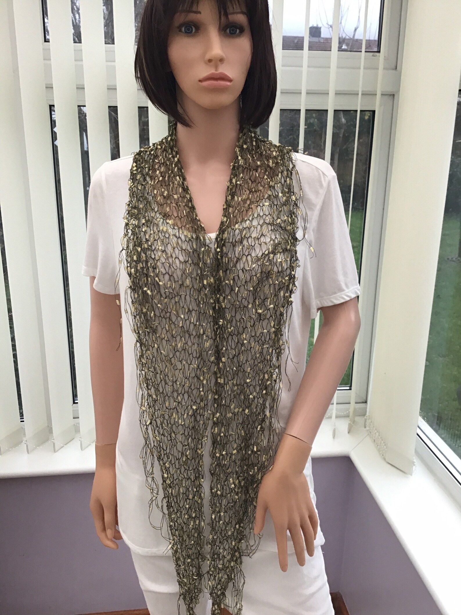 Gold Sheen Wrap Shawl With Lacy Look Pretty Wear for Her - Etsy