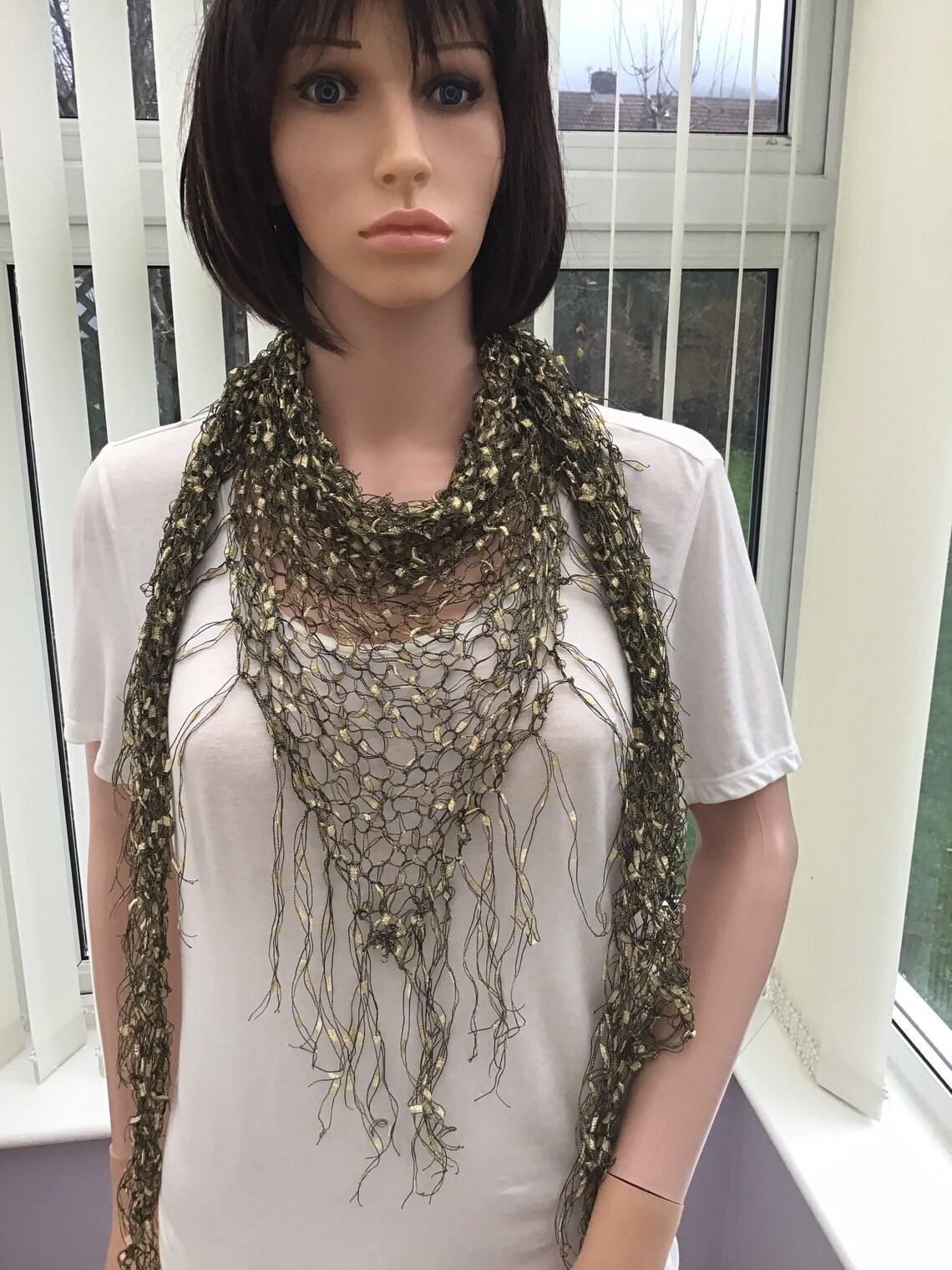 Gold Sheen Wrap Shawl With Lacy Look Pretty Wear for Her - Etsy