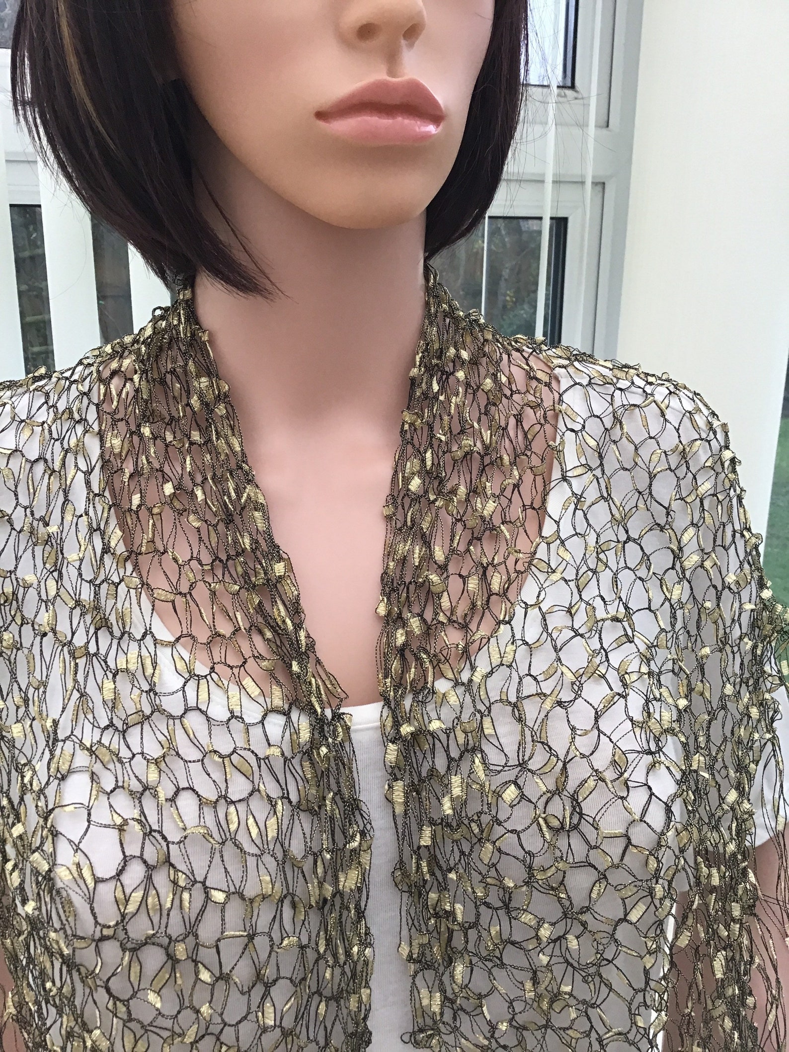 Gold Sheen Wrap Shawl With Lacy Look Pretty Wear for Her - Etsy