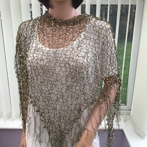 Gold Sheen Wrap, Shawl With Lacy Look, Pretty Wear for Her, Evening ...