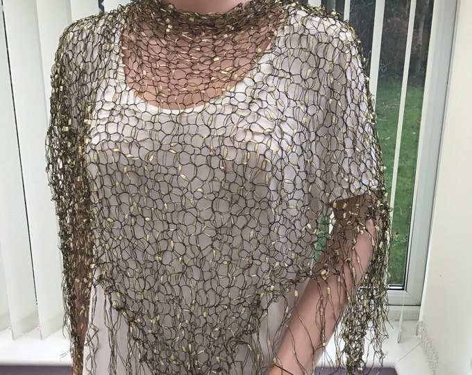 Gold Sheen Wrap, Shawl With Lacy Look, Pretty Wear for Her, Evening ...