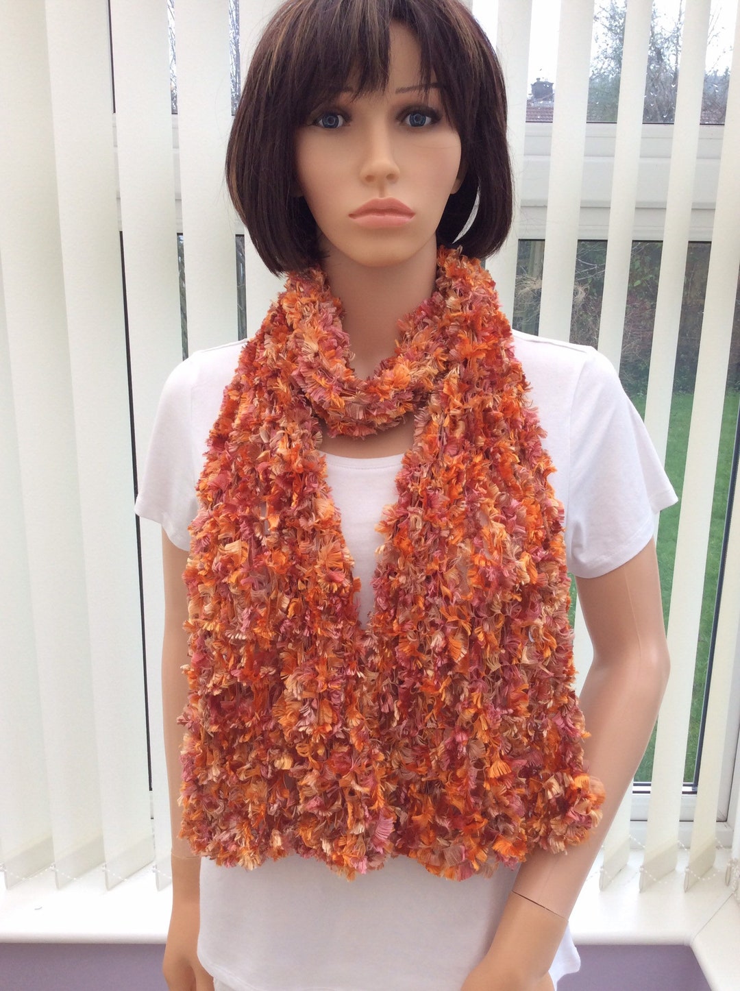 Luxurious Long, Snuggly Flame Coloured Scarf, - a Stunning Accessory ...