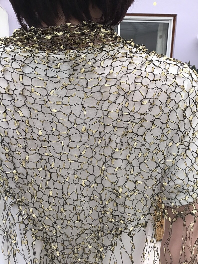 Gold Sheen Wrap Shawl With Lacy Look Pretty Wear for Her - Etsy