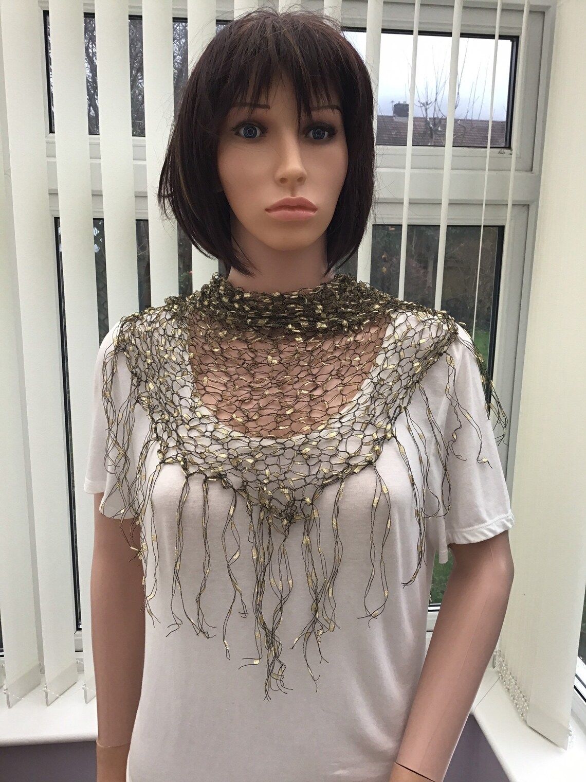 Gold Sheen Wrap Shawl With Lacy Look Pretty Wear for Her - Etsy