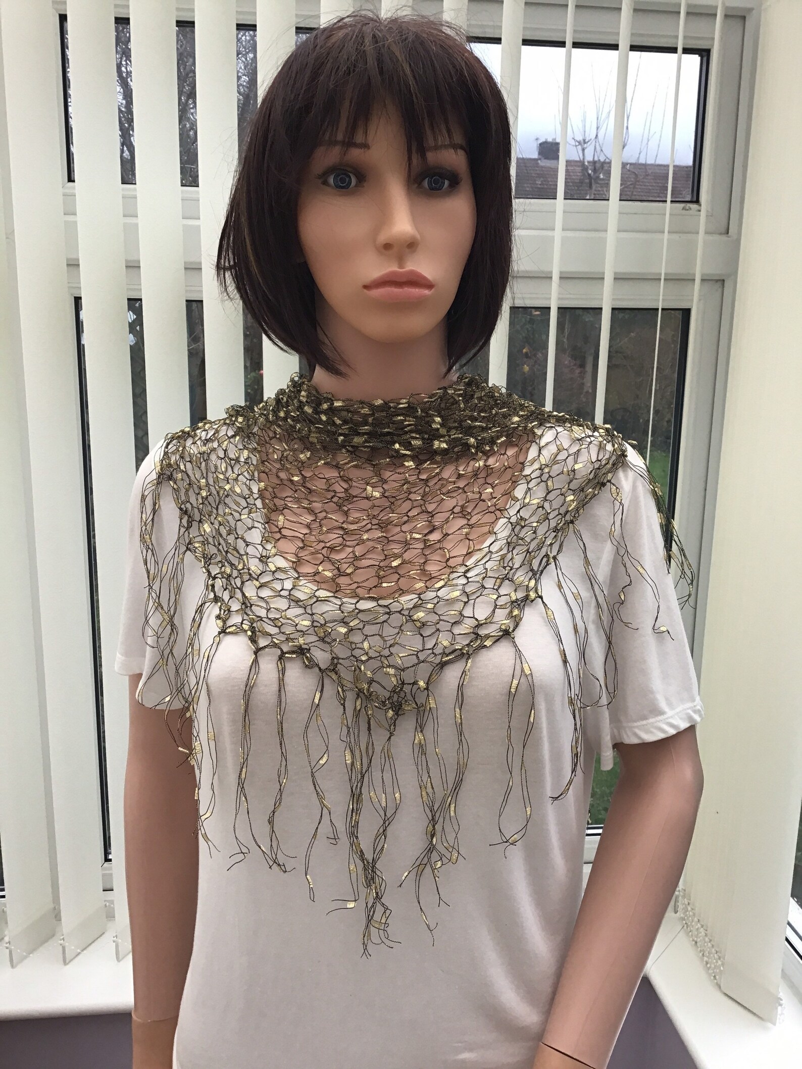 Gold Sheen Wrap Shawl With Lacy Look Pretty Wear for Her - Etsy