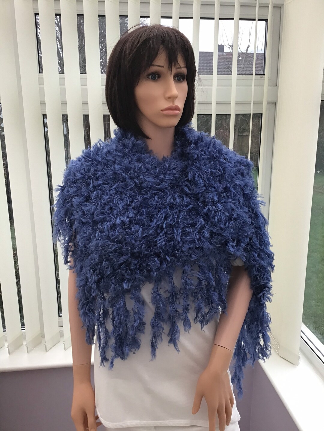 Azure Blue Shawl: Snuggly Warm Polyamide Shoulder Cover - Etsy