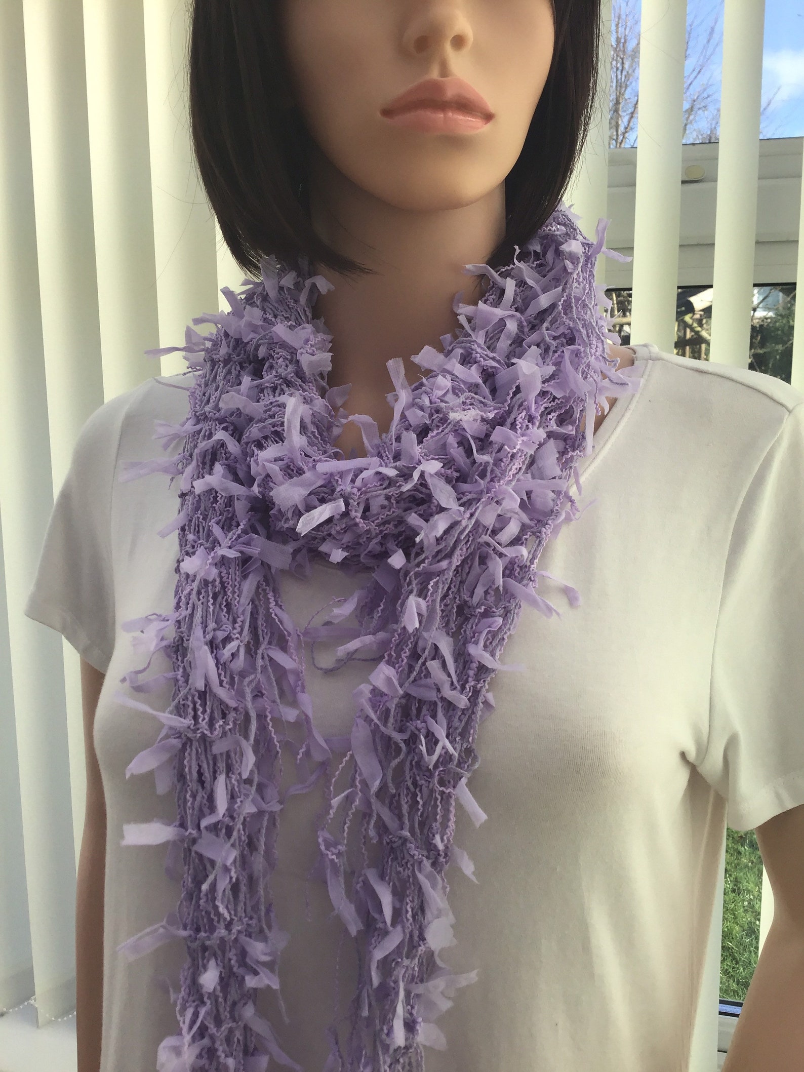 Pale Lilac Scarf in a Beautiful Ribbon Thread Thats Both | Etsy