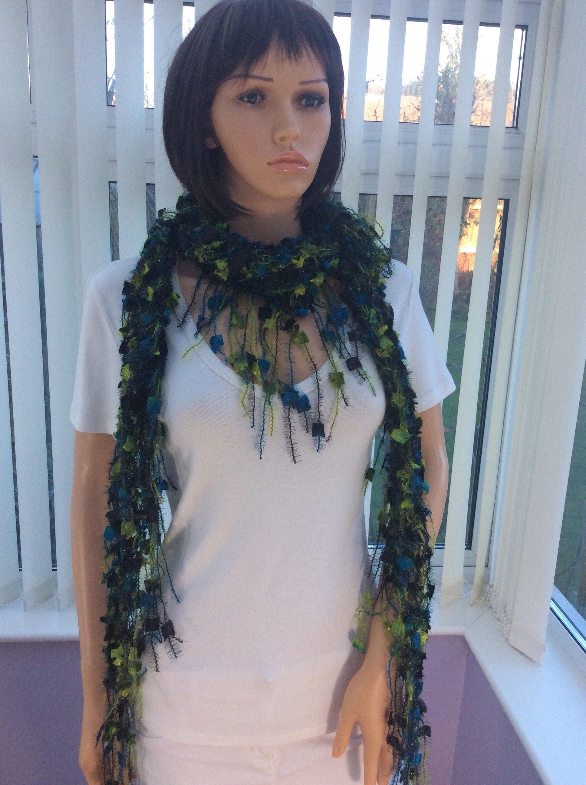 Extremely Pretty Shawl in Shades of Light & Dark Green Black | Etsy