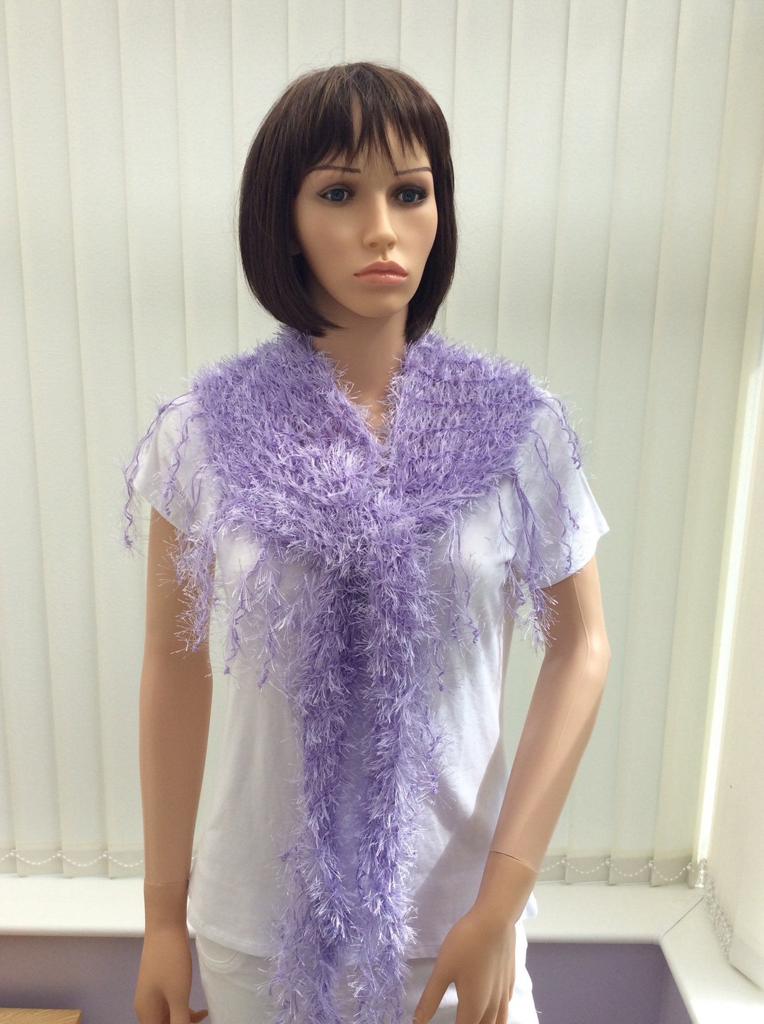 Feathery, Boho, Lilac Scarf, for Any Season Wear, Eye Catching & Very ...