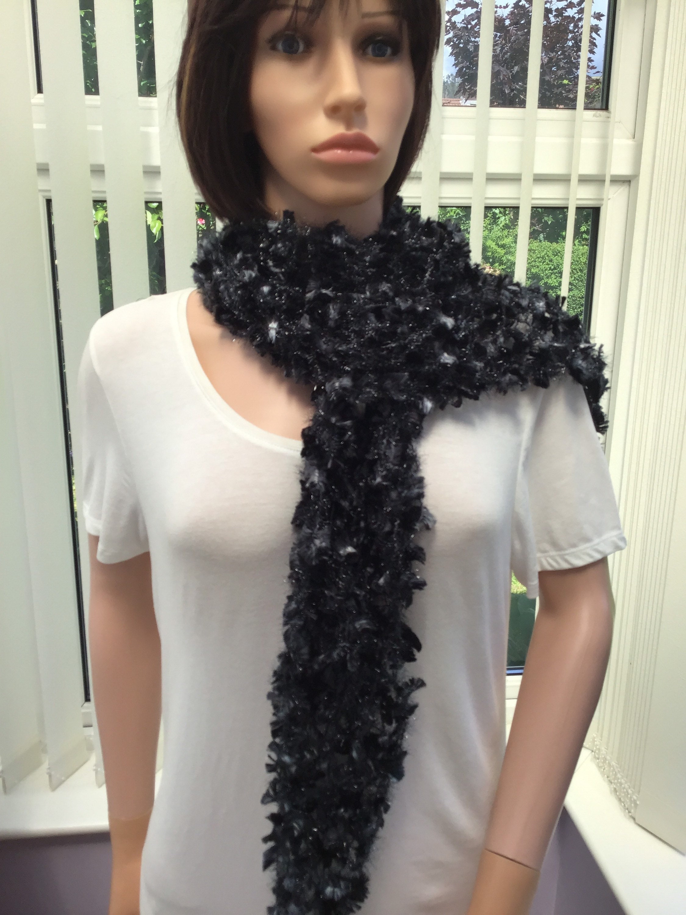 Black and Grey Scarf Sparkly Black Scarf Party Wear - Etsy