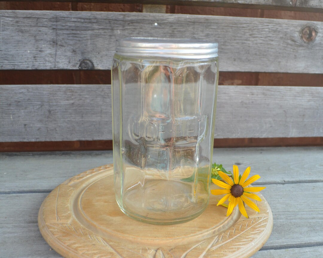 Vintage Ribbed Hoosier Coffee Jar, 7 Inch Glass Canister, 1920's - Etsy