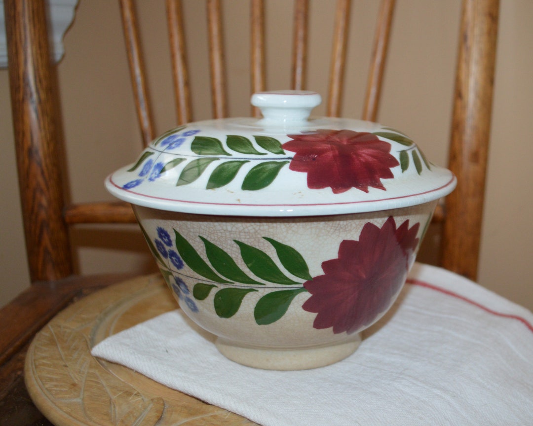 Antique Adams Covered Bowl, Late 1800s Pottery, Staffordshire England ...