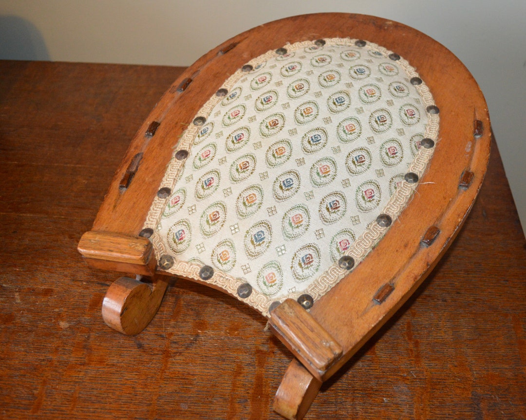 Vintage Horseshoe Shaped Foot Stool, Foot Ottoman, Hand Carved Wood ...