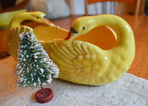 Vintage Yellow Duck Planter Antique Swan Planter 2 Headed | Etsy
